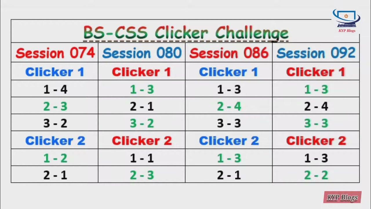 CSS All Clicker Challenge Answers. - YouTube