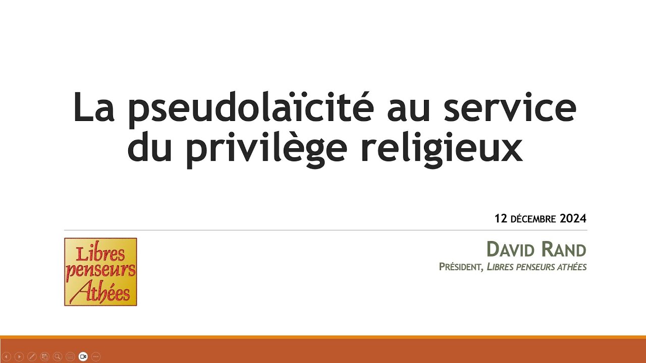 David Rand - La pseudo-laïcité au service du privilège religieux - YouTube