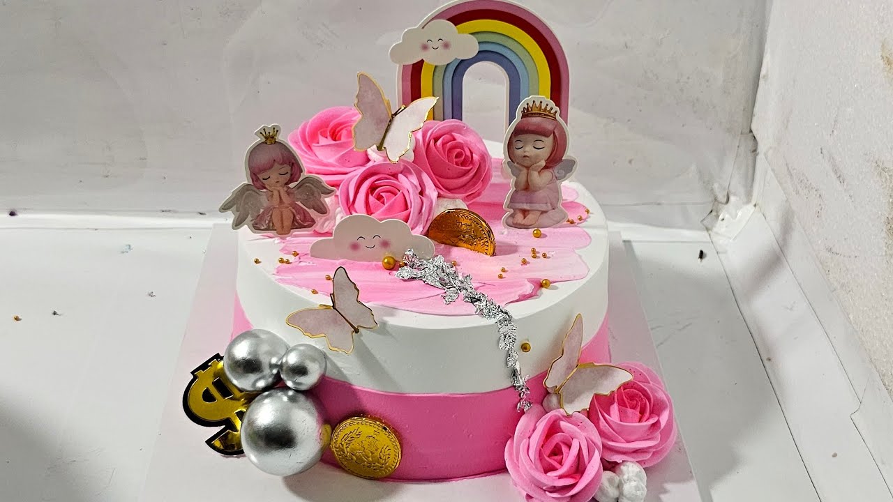 Pink Cake Design / Cake Making Tutorial - YouTube