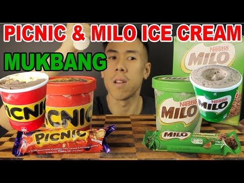 [MUKBANG] MILO & PICNIC ICE CREAM TUBS-WITH CHOCOLATE BARS - YouTube