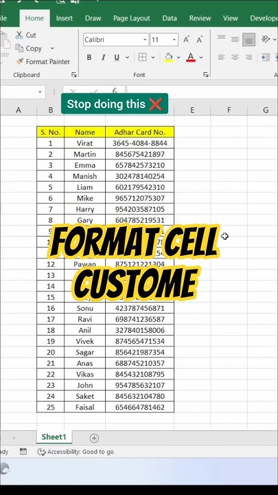 format cell custome #exceltips #exceltricks #exceltutorial #spreadsheet #shorts - YouTube