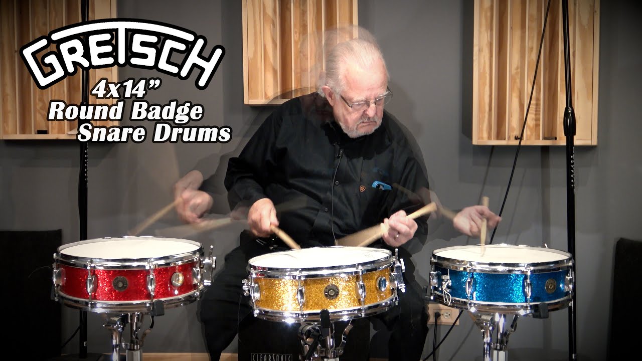 Gretsch 60s Round Badge 4x14" Snare Drums! Red, Gold, and Blue Sparkle ...