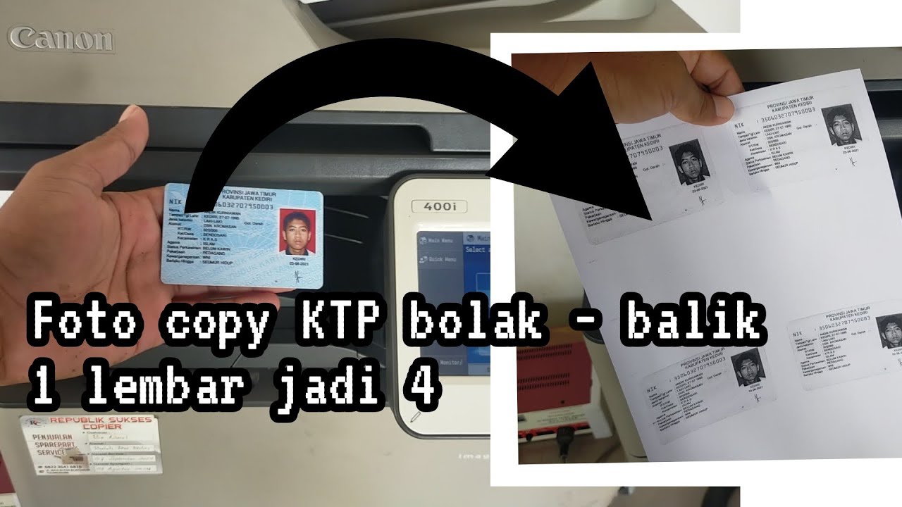 Cara foto copy bolak balik ktp 1 lembar jadi 4 mesin canon IRA400i/500i - YouTube
