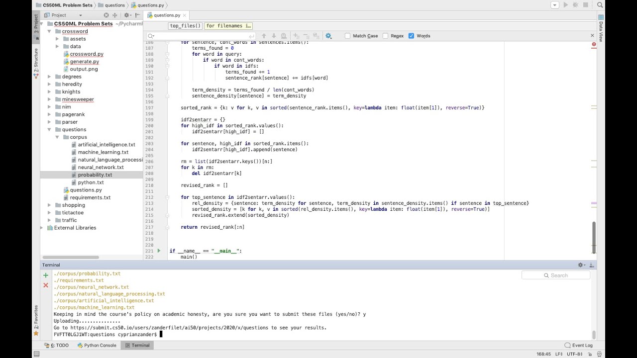 CS50AI Project 6b - 'Questions' Demonstration - YouTube