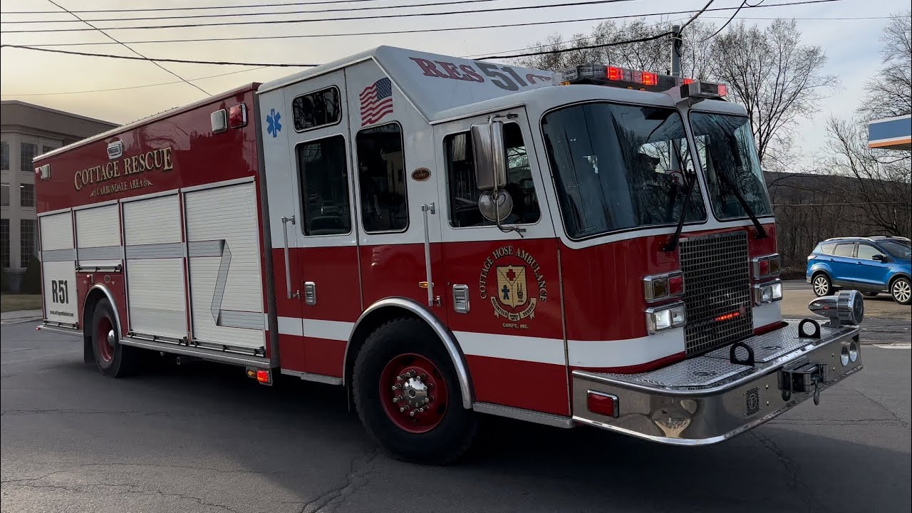 Cottage Hose Company Rescue 51 Responding. 3/8/24 - YouTube