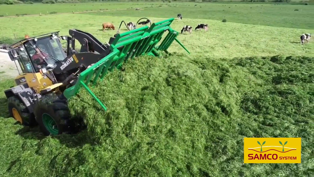 SAMCO Silage 13 foot folding fork - YouTube
