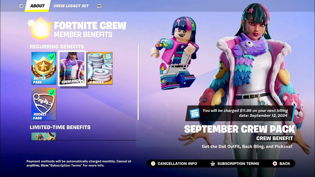 Dali the Fornite Crew Member Skin for September 2024 - YouTube
