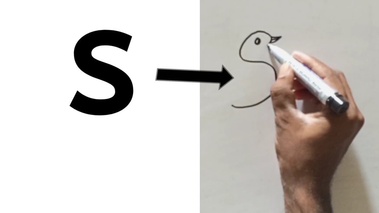 How to draw a sparrow by english alphabet s || Variety of life - YouTube