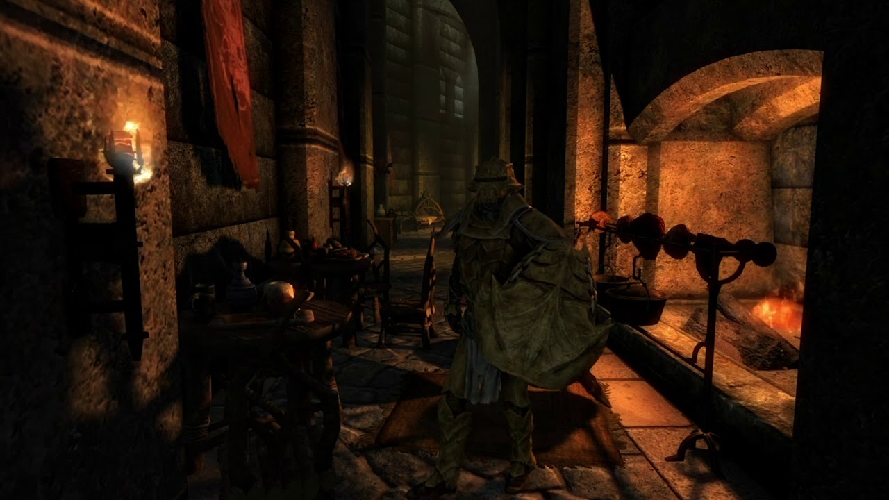 Skyrim - Ravenrock Bulwark Ambiance (fire, footsteps, white noise ...