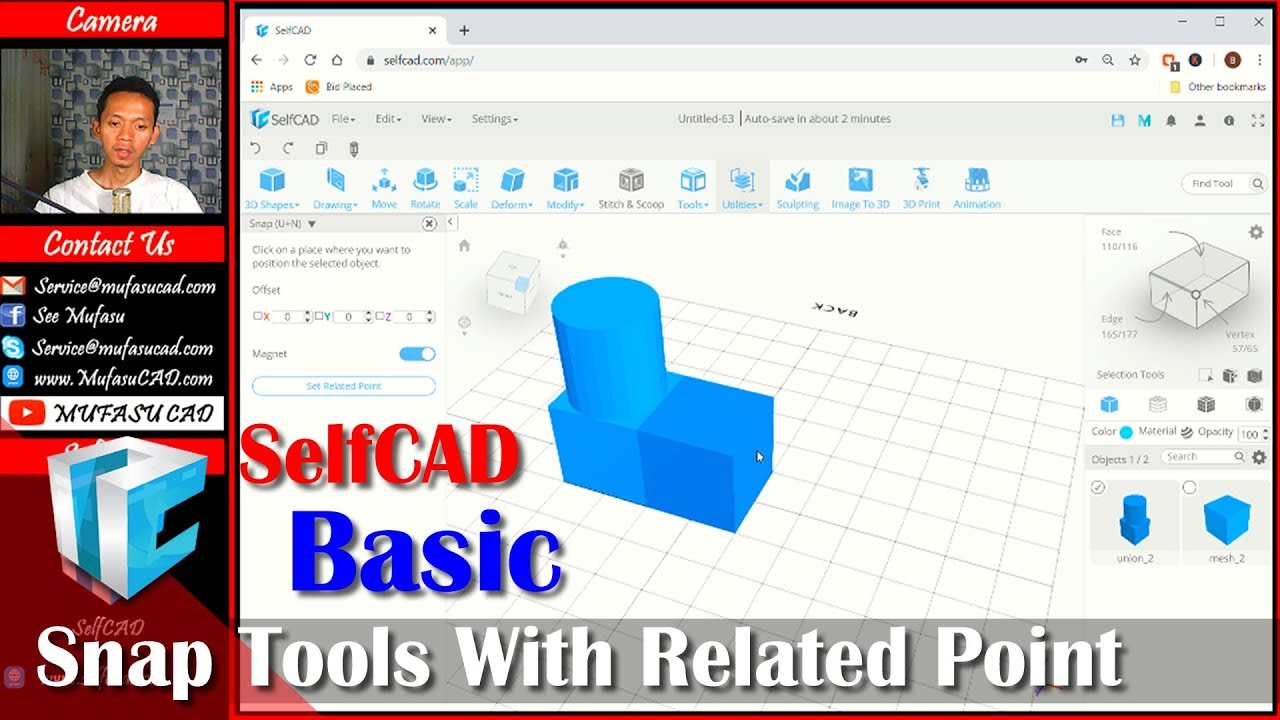 SelfCAD Move With Snap Related Point Tutorial - YouTube