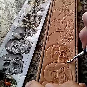 Тиснение на коже , черепа - YouTube