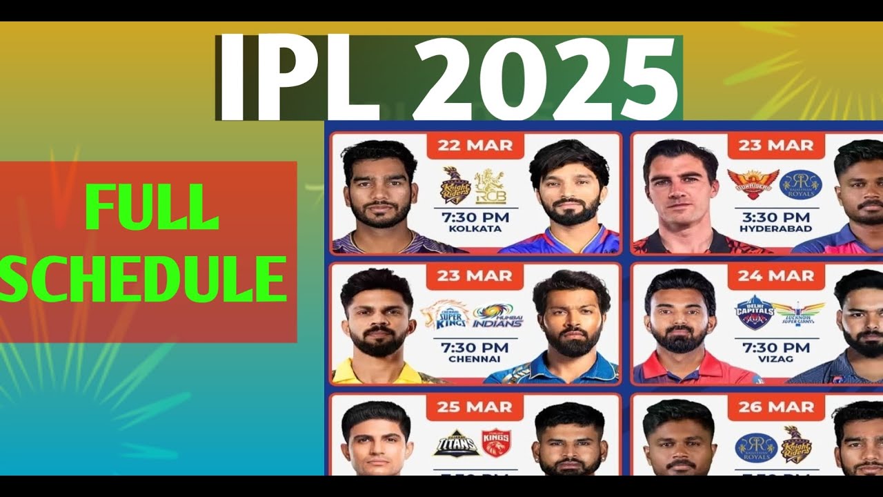 IPL SCHEDULE 2025🔥| IPL FULL SCHEDULE DATE,TIME AND VENUE💯 - YouTube