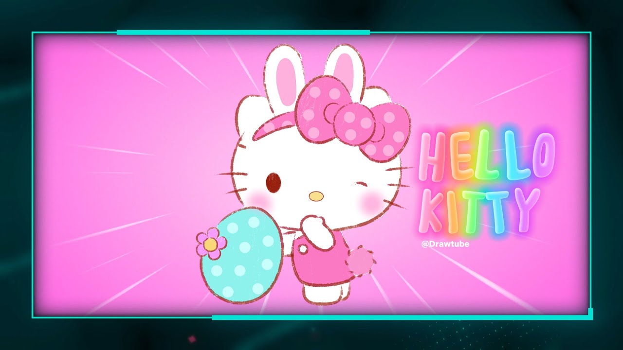 How to Draw Hello Kitty Easter Egg Neon Light drawing and coloring ...