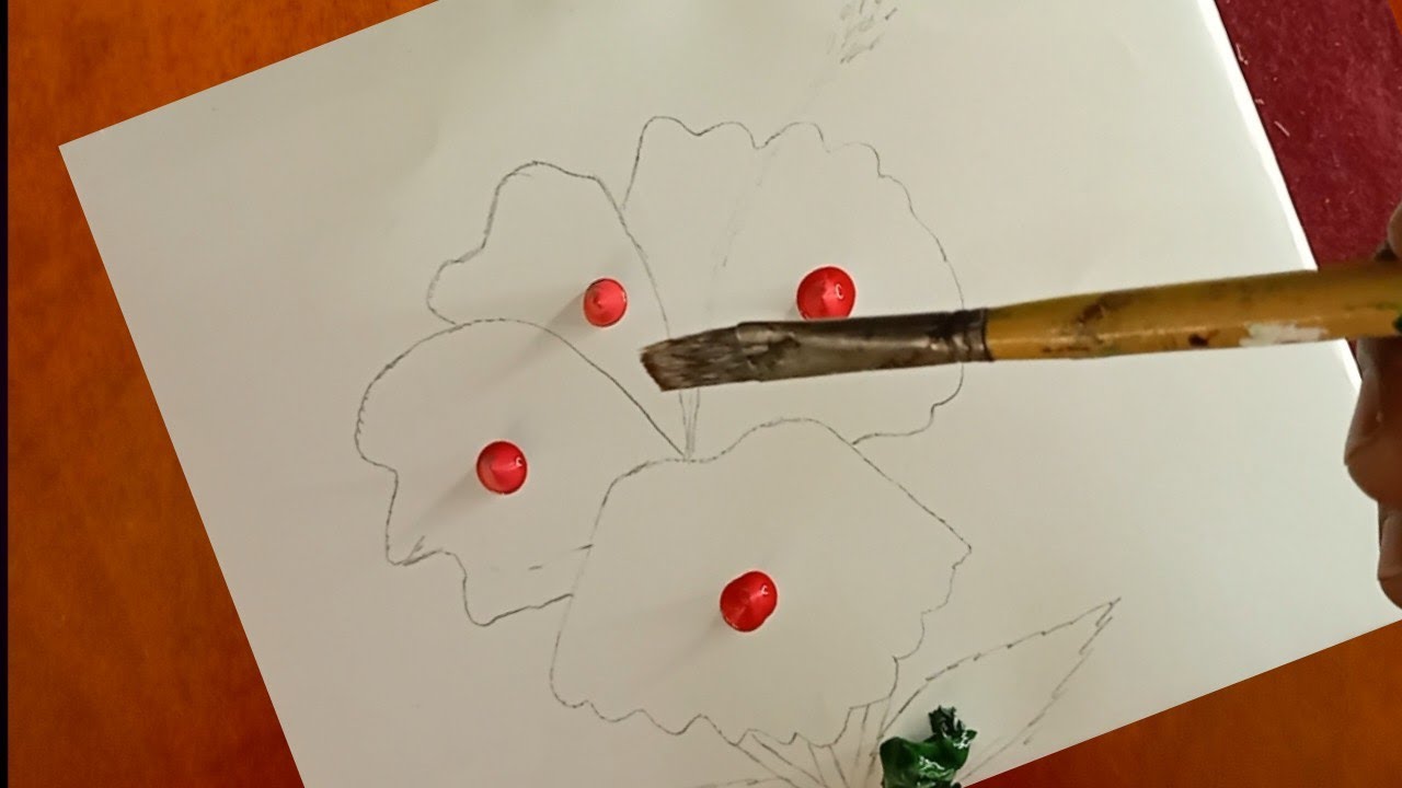 Joba Phool Ko Kaise Paint Kare / How To Draw Hibiscus Flower /Acrylic ...