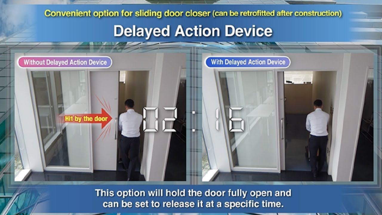 [NITTO KOHKI] Delayed Action Device for Sliding Door Closer - YouTube