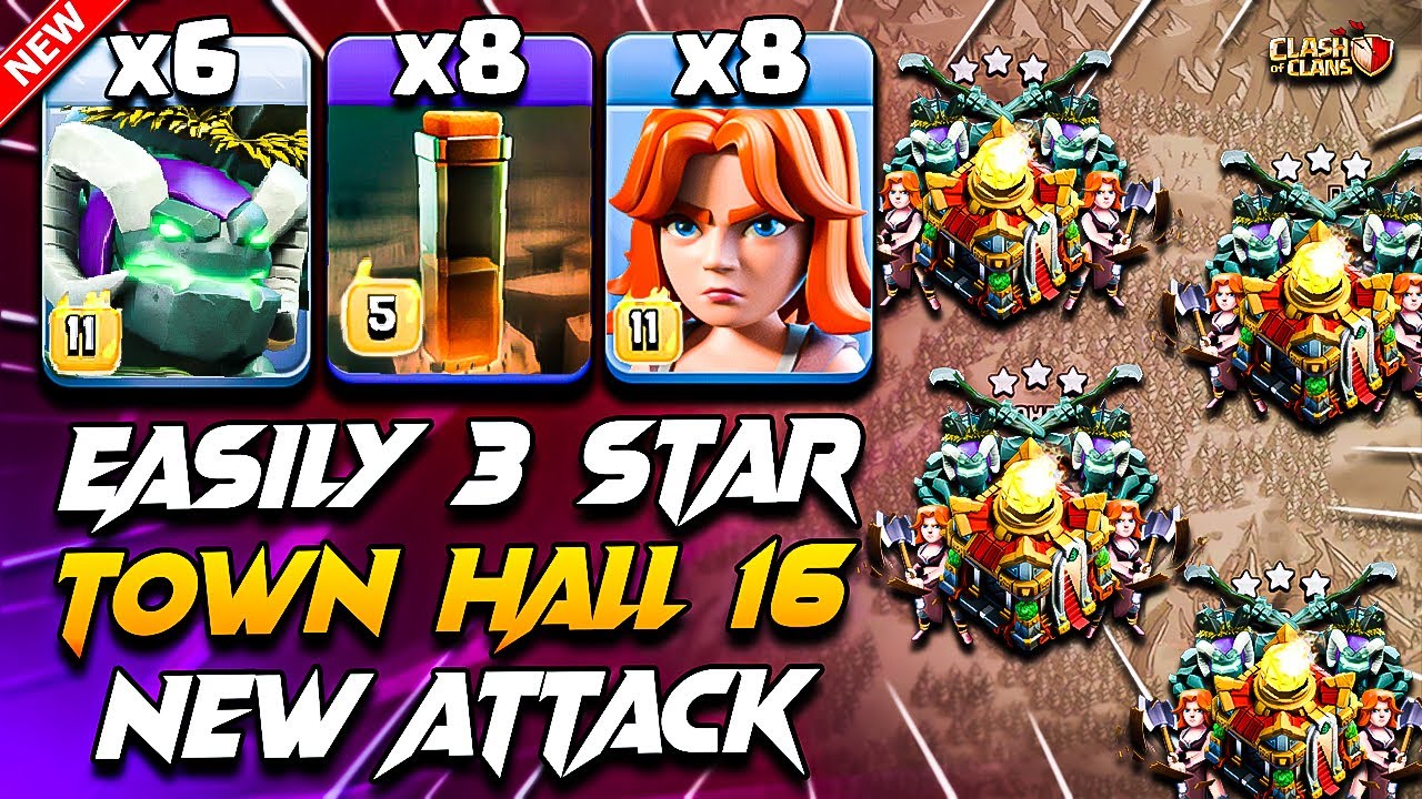TH16 Attack Strategy With (WITCH GOLEM + VALKYRIE) Clash Of Clans ...