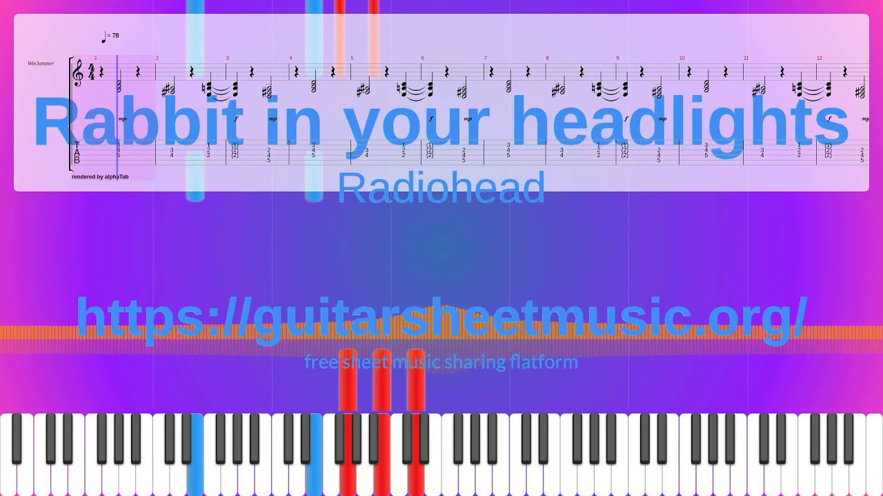 Rabbit In Your Headlights Sheet Music Free, Radiohead Synthesia Piano ...
