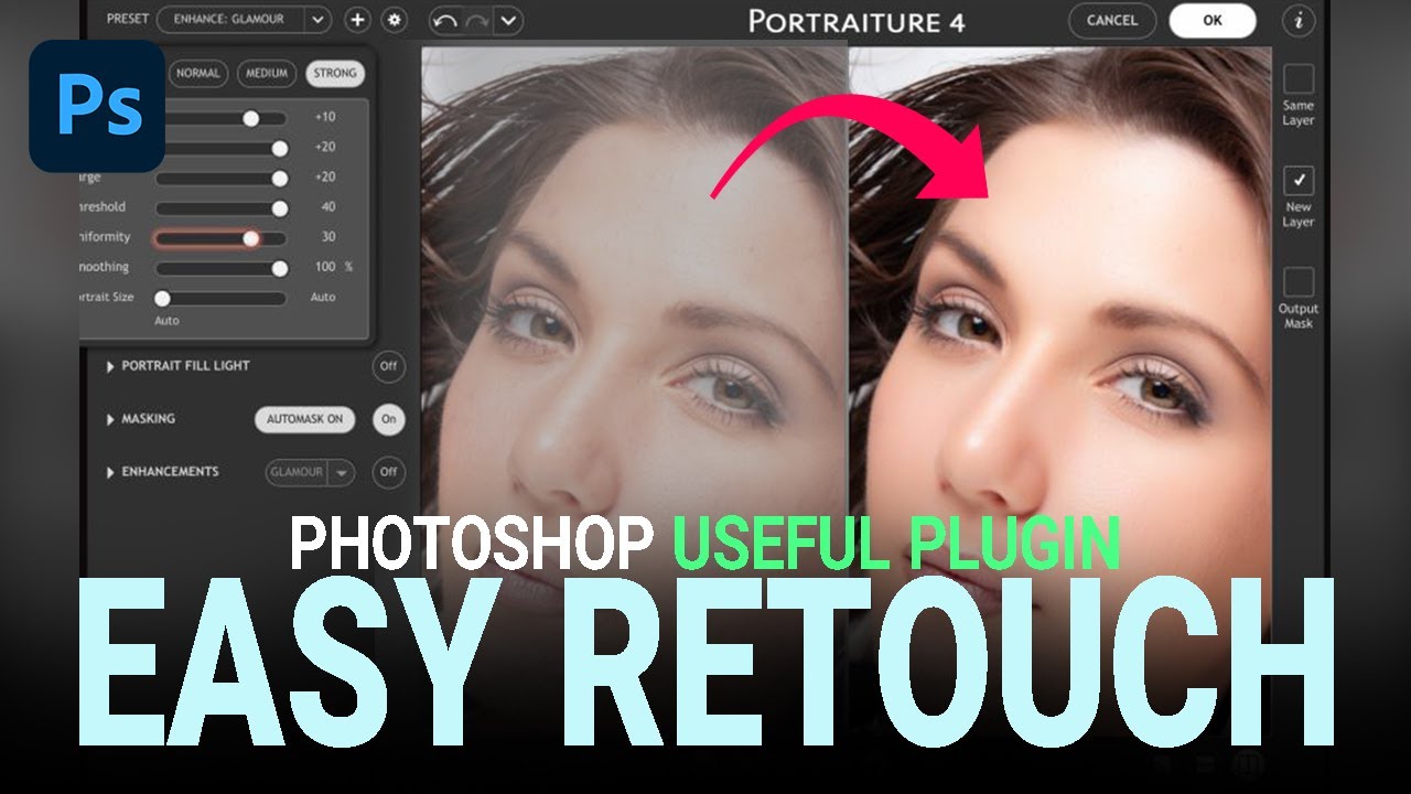 Retouch face Skin with Photoshop Plugin | Easy Retouch - YouTube