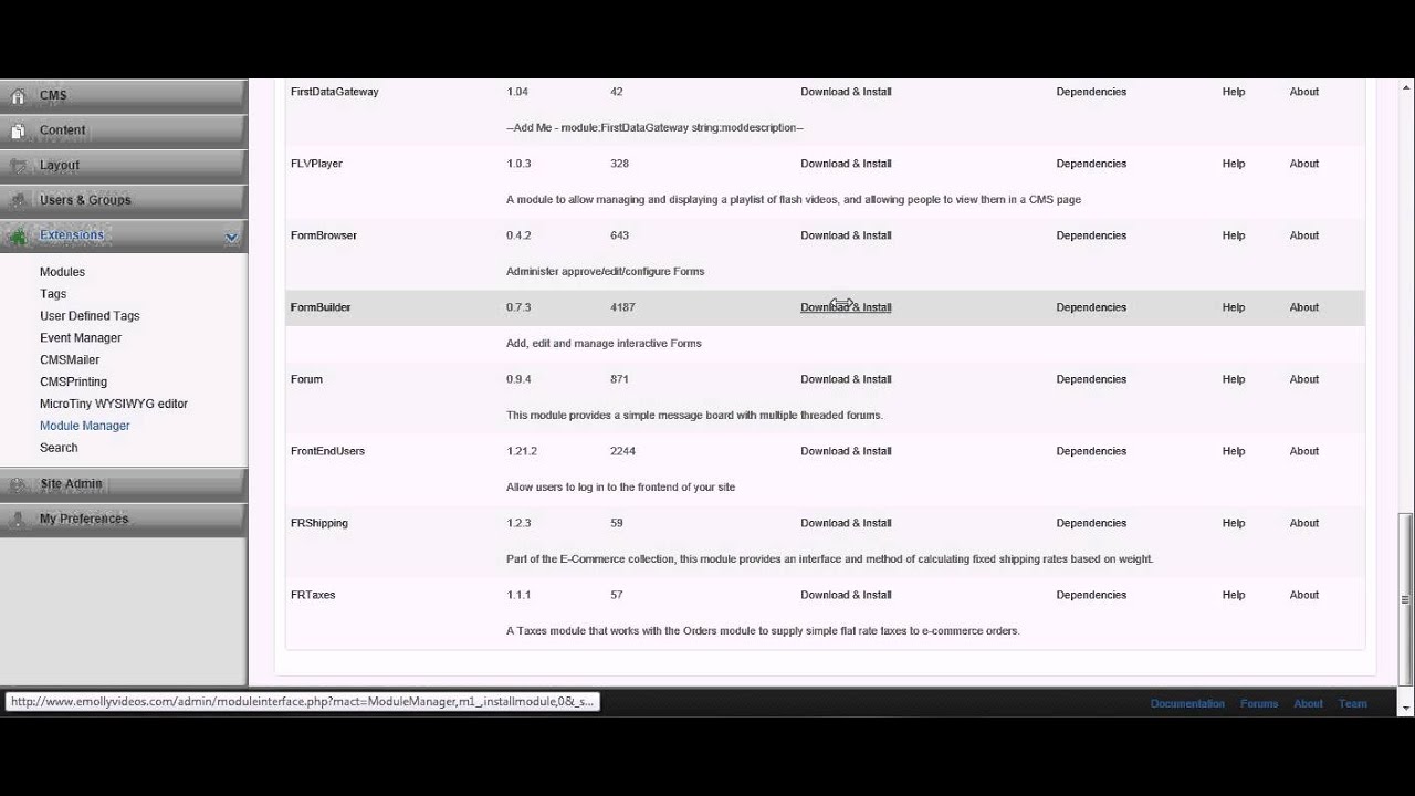 CMS Made Simple: Installing the Formbuilder Module - YouTube