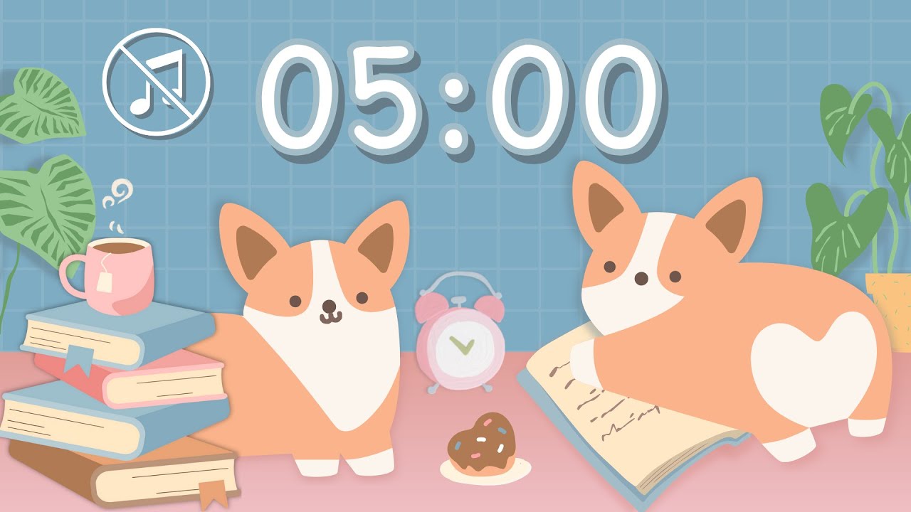 5 Minute Timer with The Cutest Corgi Puppies 🐶 Silent Countdown for ...