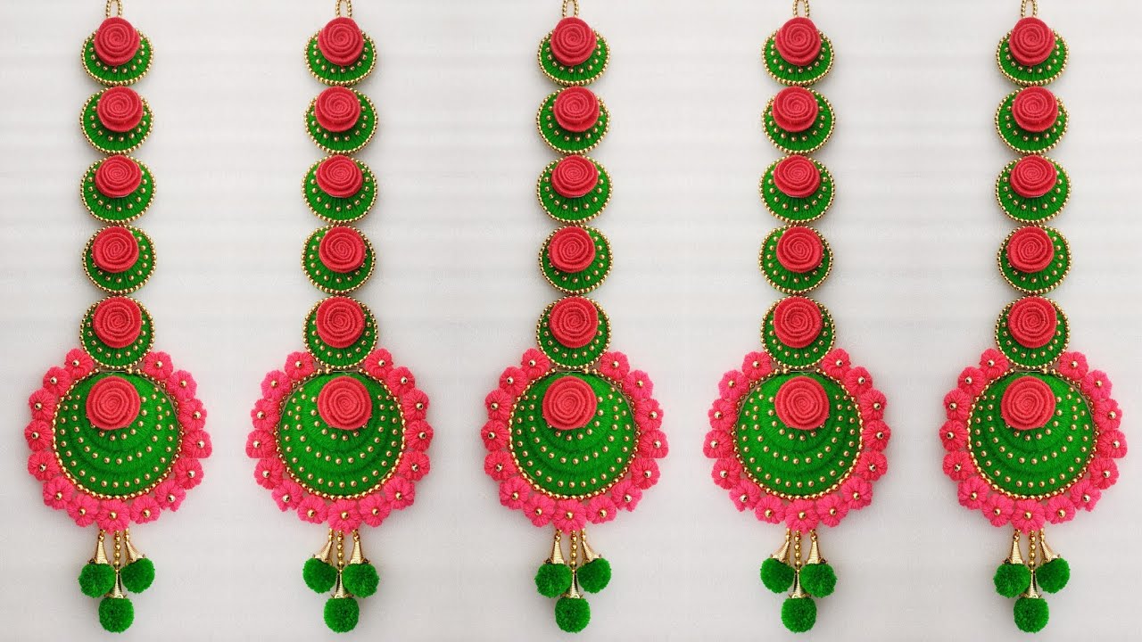 EASY DOOR HANGING TORAN MAKING FROM WOOL !! DIY WOOL TORAN !! WOOL ...