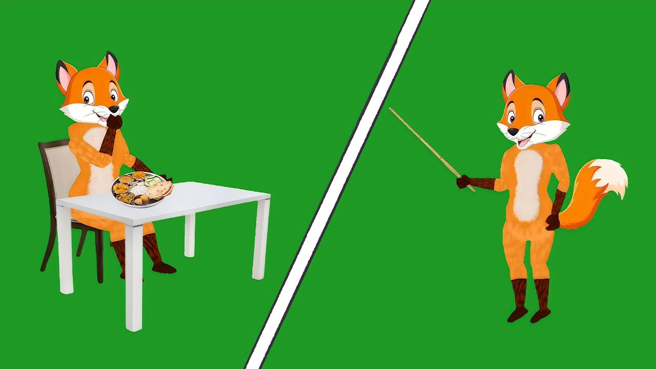 part 2 fox cartoon character green screen/ fox green screen cartoon ...