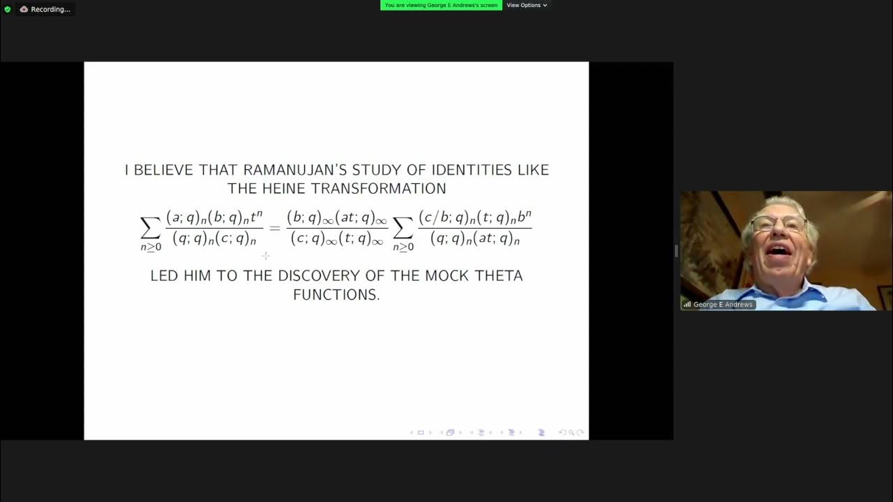 How Ramanujan May Have Discovered of the Mock Theta Functions by George Andrews - YouTube
