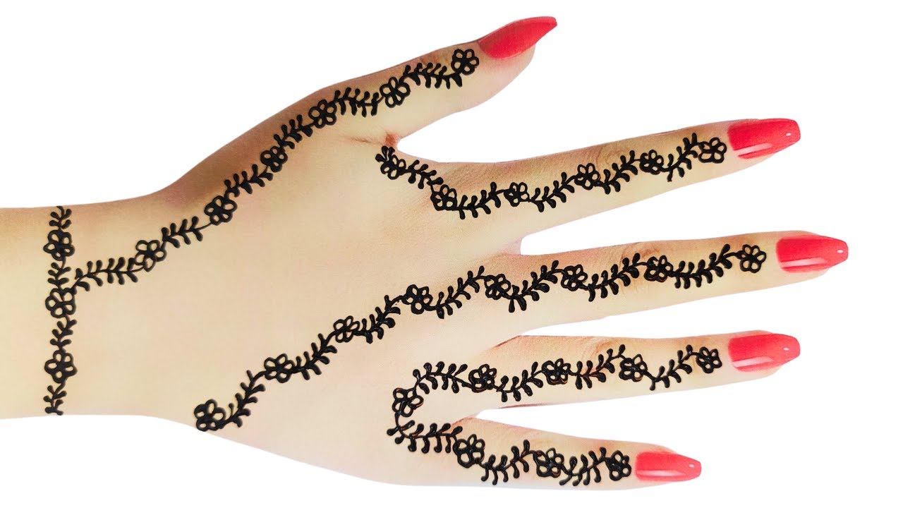 Eid Mehndi Design 2025 | Line Simple Mehndi Design | Easy Floral Vine ...