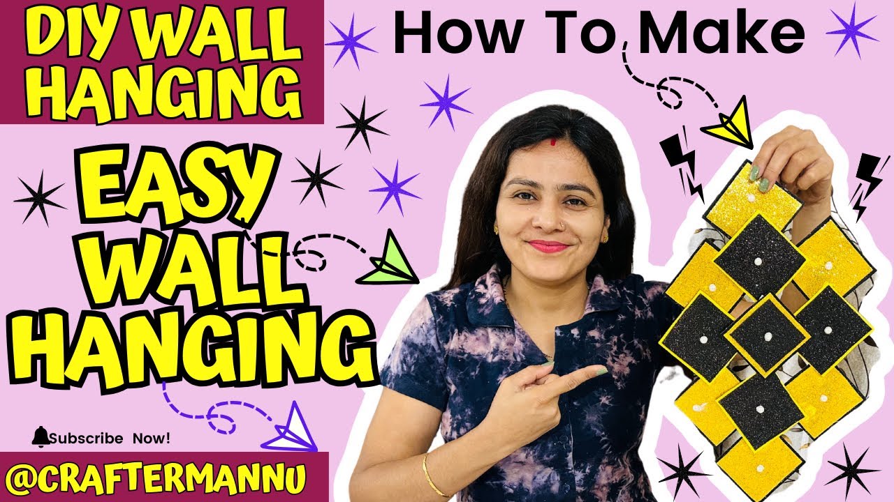 DIY WALL HANGING MAKING🌈EASY WALL HANGING🌈DIY WALL DECOR | Crafter ...