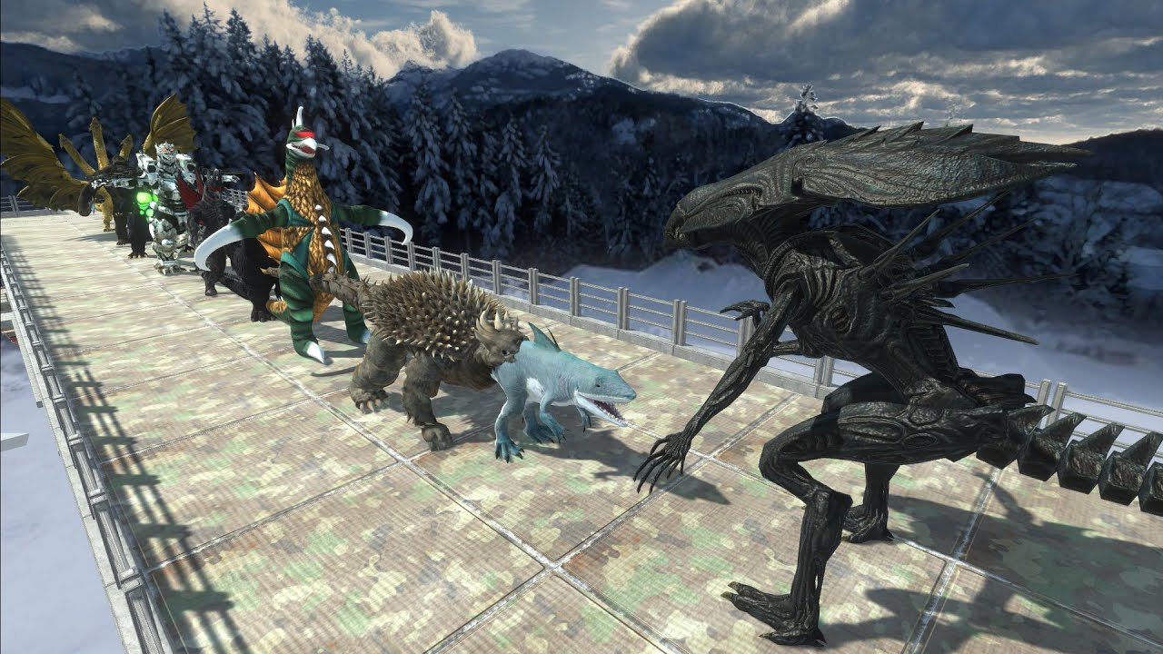 XENOMORPH VS GHIDORAH & GODZILLA LAVA DEATHFALL - Animal Revolt Battle ...