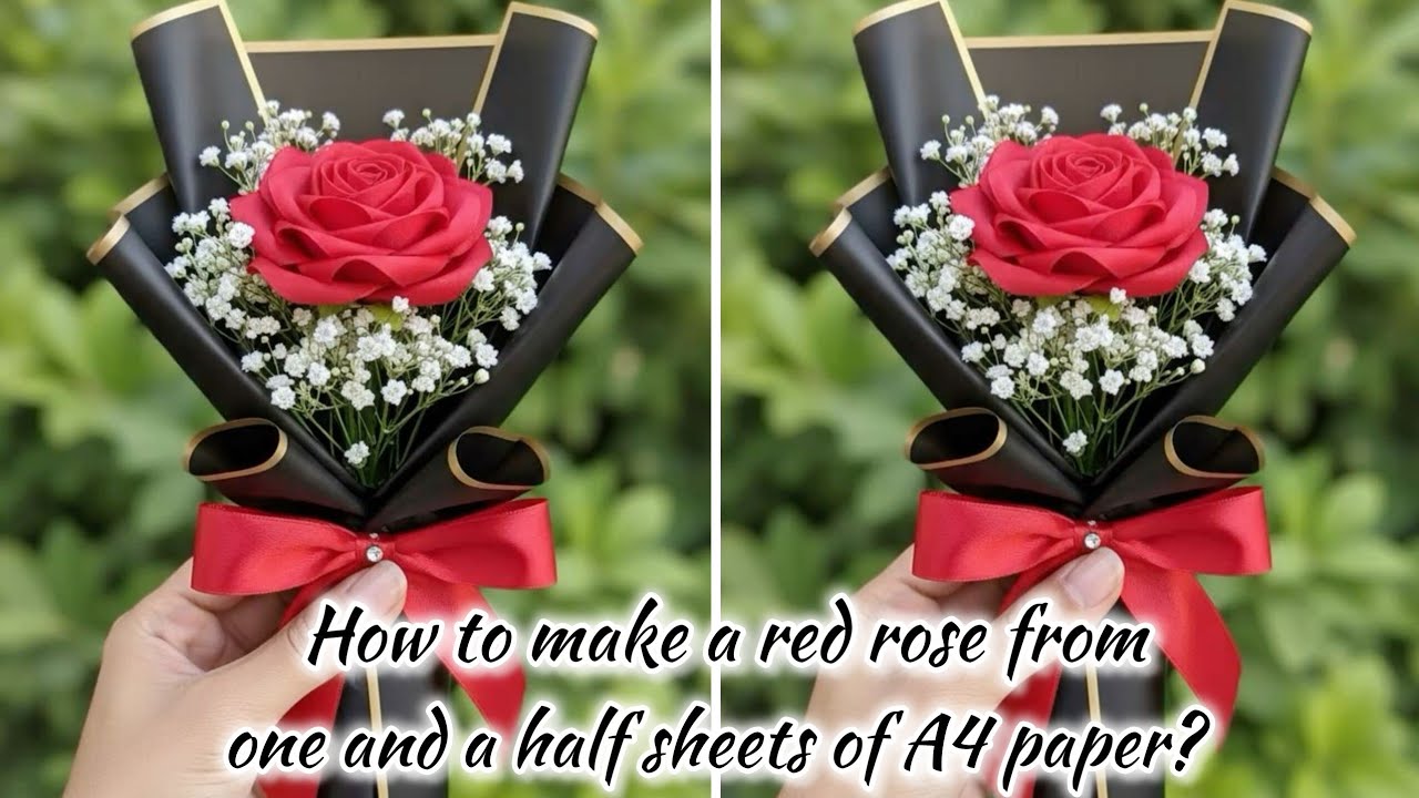 How to make a red rose from one and a half sheets of A4 paper | Easy ...