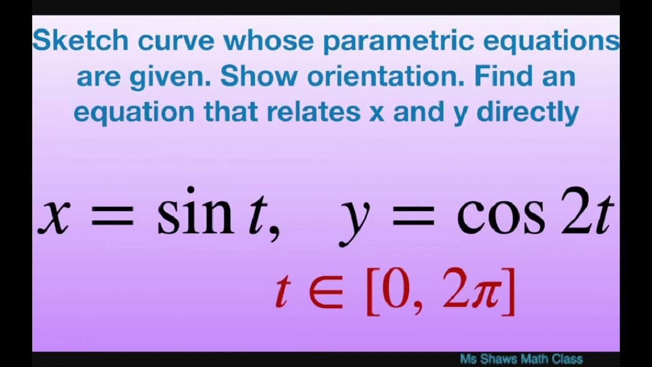 Sketch curve whose parametric equations are x = sin t and y = cos(2t) on the interval [0, 2 pi ...