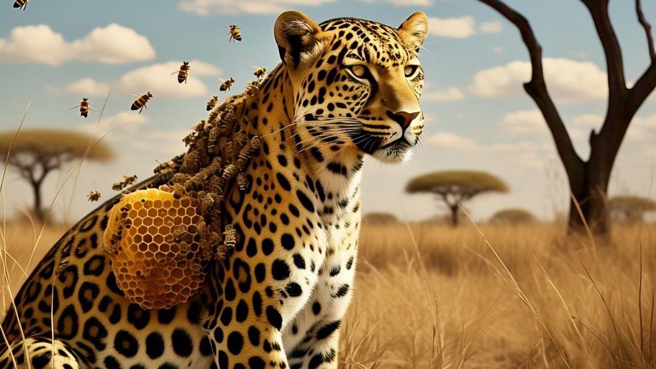 Leopard infested with millions of bees Rescued by courageous Team - YouTube