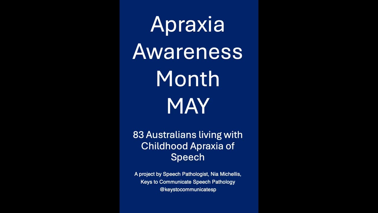 Apraxia Awareness Month - May 1st 2024 - 83 Australians with Childhood Apraxia of Speech - YouTube