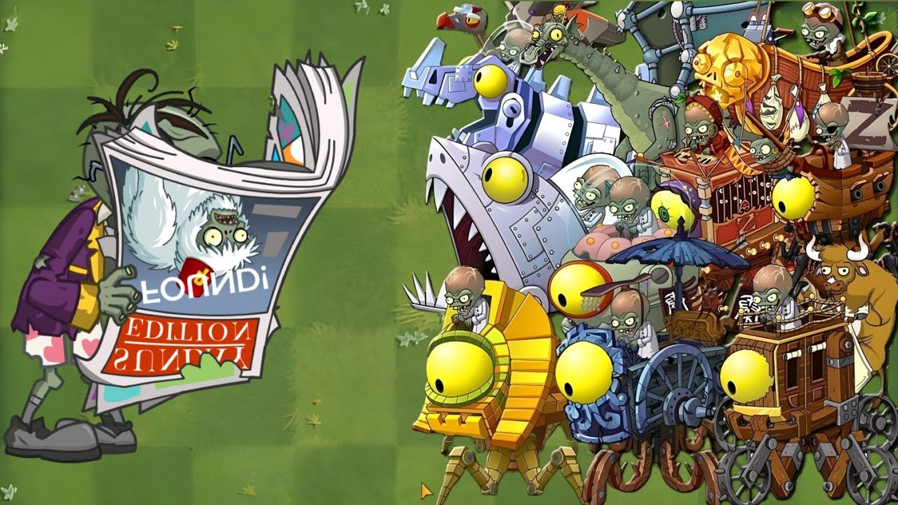 Plants Vs. Zombies 2 - LVL 1000 Newspaper Veteran Vs. All Zomboss - YouTube