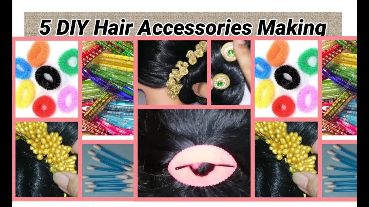 5 DIY hair accessories making with simple materials - YouTube