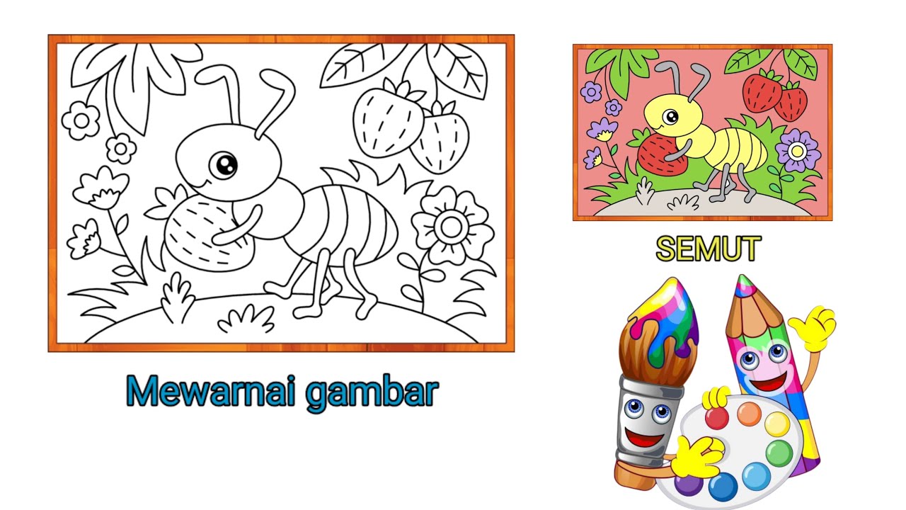 Mewarnai gambar hewan semut,Coloring pictures of ants - YouTube
