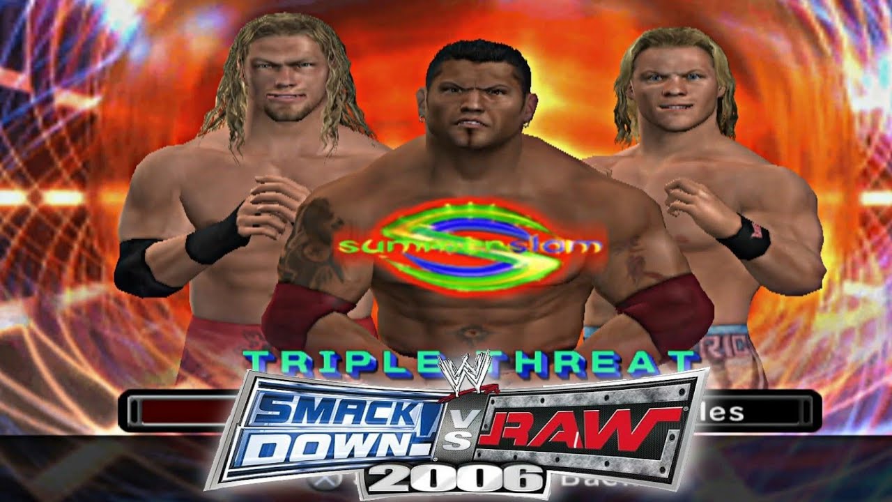 WWE Edge vs Chris Jericho vs Batista SummerSlam 2004 | SmackDown vs Raw ...
