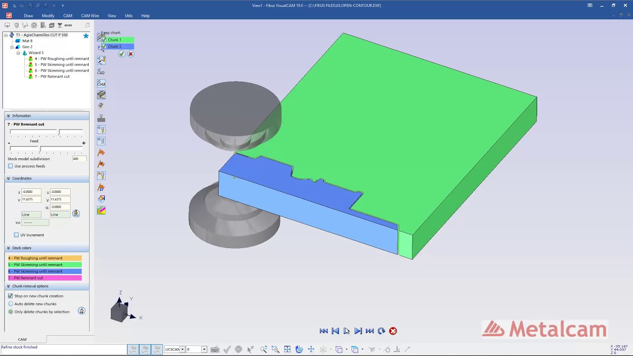 Fikus VisualCAM ST basic programming: Open Contour 2 axis for ...