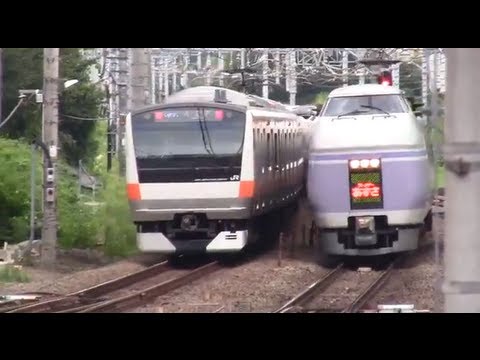 【中央本線】E351系特急スーパーあずさ上り 国分寺高速通過 E233クロス - YouTube
