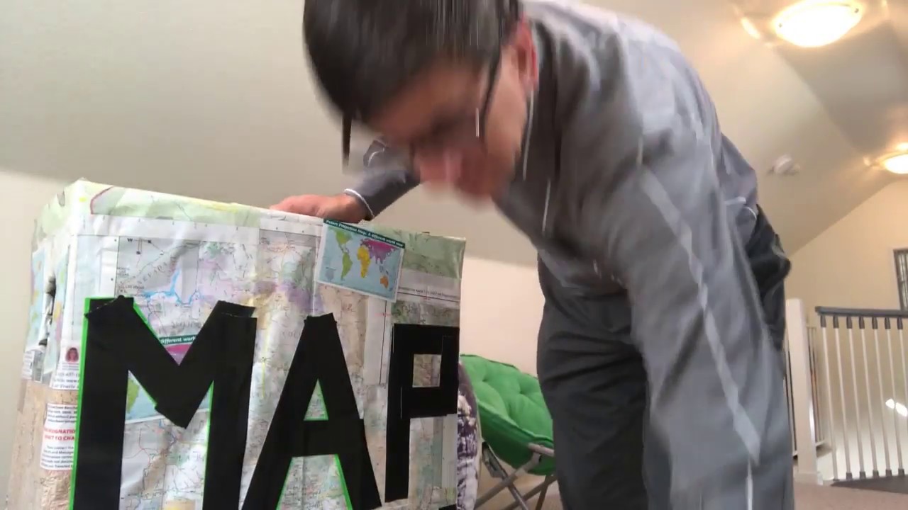 Donning the Map Man costume - YouTube