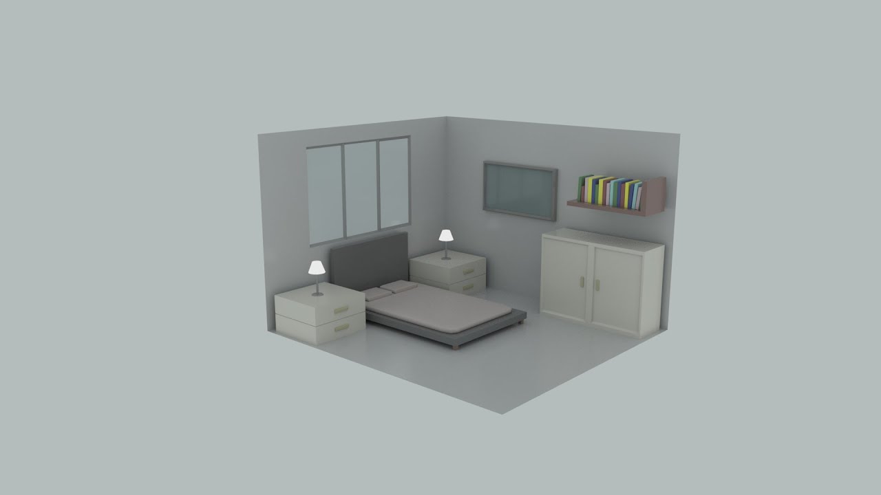 Maya Tutorial 3d Low poly Isometric Bedroom - YouTube