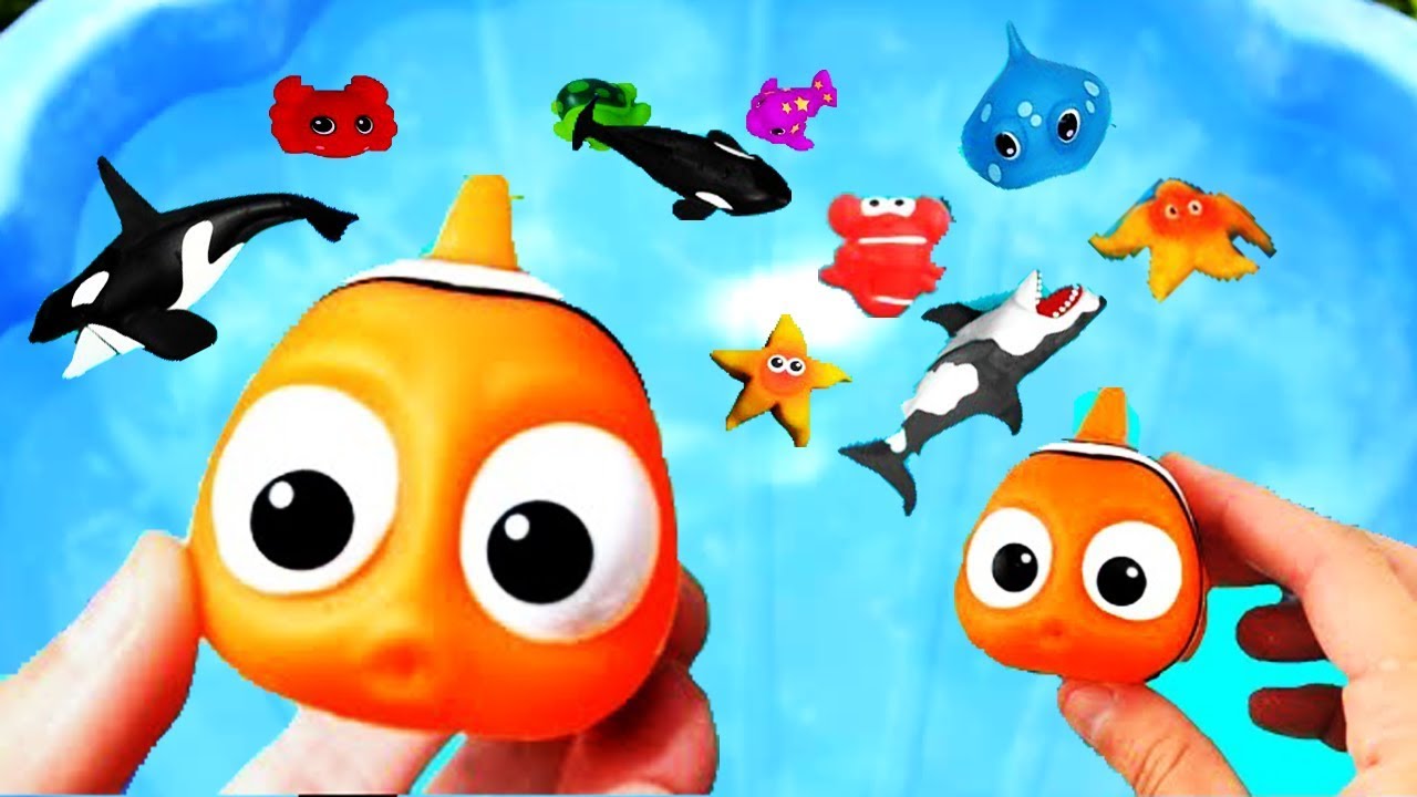 Learn Colors With Sea Wild Animals and Animal Names | Pool Water Colors ...