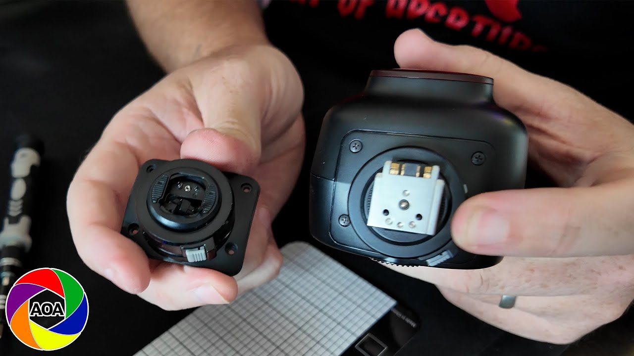 How to replace the hot shoe on a Godox V1 flash - YouTube