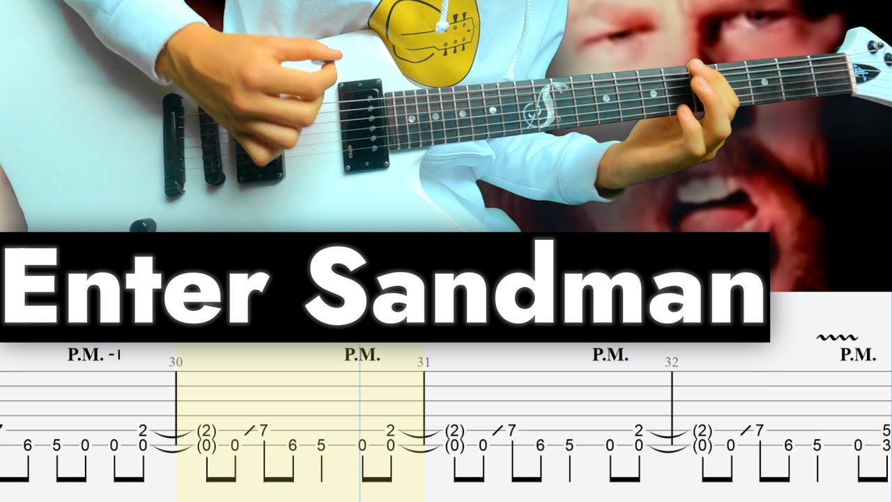 Enter Sandman- Metallica- Guitar cover with tab- Lesson- Tutorial ...