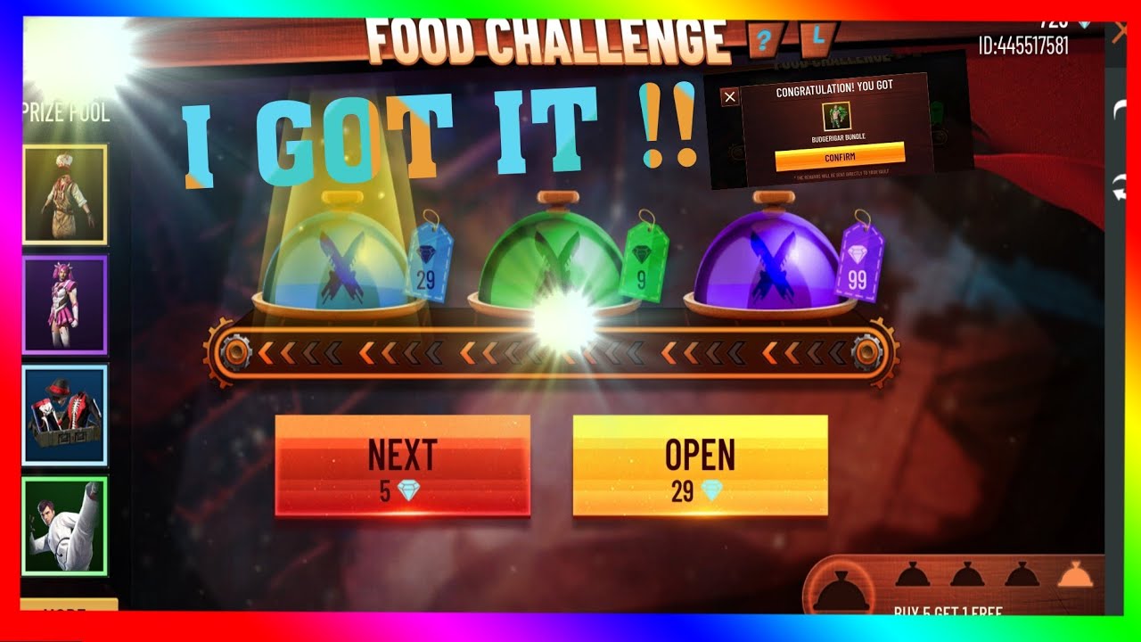 FOOD CHALLENGE ||FREE FIRE || I GOT RARE BUNDEL OF FREE FIRE|| HINDI ...