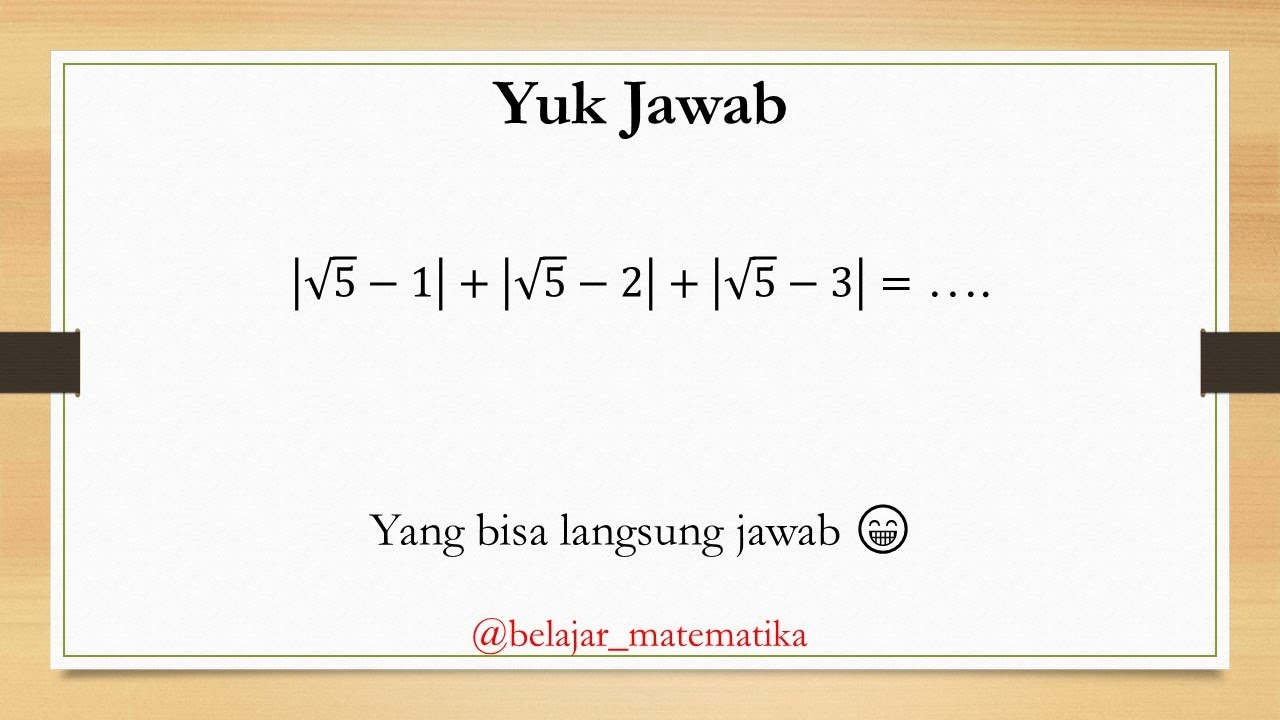 Belajar Matematika: Pembahasan Soal Konsep Harga Mutlak 2 - YouTube