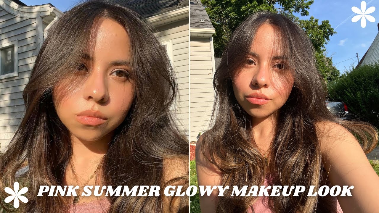PINK SUMMER GLOWY MAKEUP LOOK - YouTube