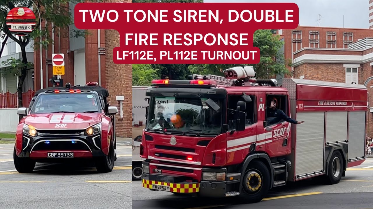 TWO TONE, DOUBLE FIRE RESPONSE! - [TURNOUT] SCDF LF112E, PL112E - YouTube