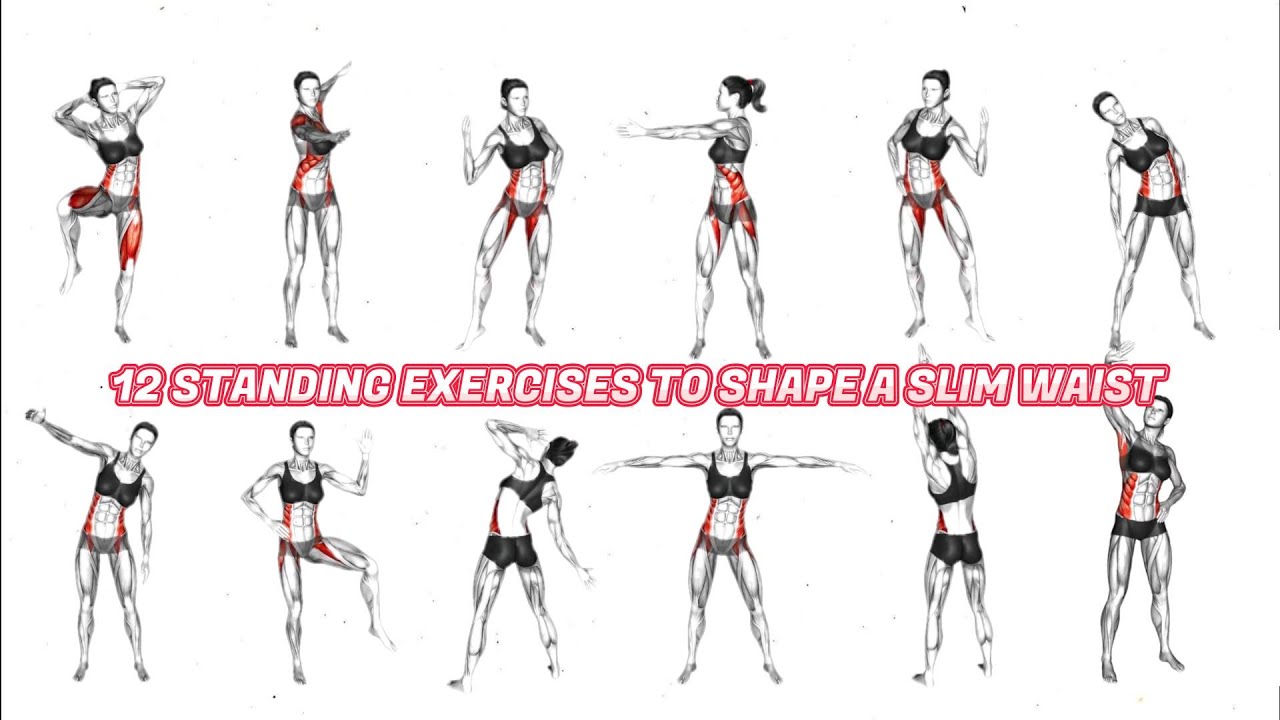 12 STANDING EXERCISES TO SHAPE A SLIM WAIST #gym #workout - YouTube
